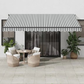 Ručně zatahovací markýza antracitová a bílá 450 x 350 cm 3215812