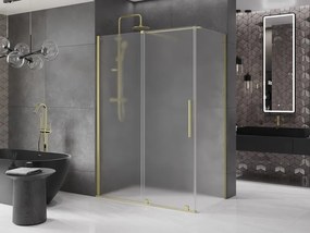 Mexen Velar, sprchový kout s posuvnými dveřmi 140 x 70 cm, 8mm sklo námraza, zlatá matná, 871-140-070-31-55