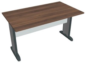 Stůl jednací rovný 140 cm - Hobis Cross CJ 1400 Dekor stolové desky: ořech, Dekor lamino podnože: šedá, Barva nohou: černá