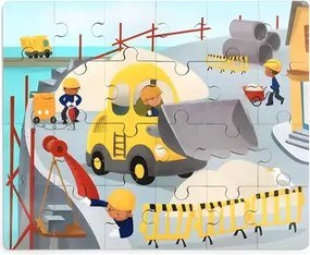 TOP BRIGHT Dřevěné puzzle s hračkou Buldozer / 24 dílků