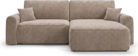 Rozkládací oboustranná sedací souprava do L NORDEN TILIA 250x140 cm, světle hnědá