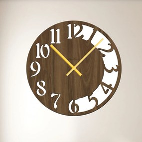 dřevo života Nástěnné hodiny CLOCK Zvolte barvu dekoru: Ořech, Zvolte velikost hodin (cm): 60x60, Barva ručiček: Zlaté