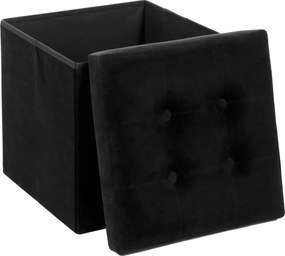 Rozkládací pouf s úložným prostorem, podnožka, nádoba s víkem  2 v 1, černá