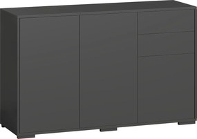 HOMCOM komoda se zásuvkami a dvířky, 2 vysouvací zásuvky a 3 dveře, nastavitelná police, dřevotříska E1, 117 x 36 x 74 cm, černá
