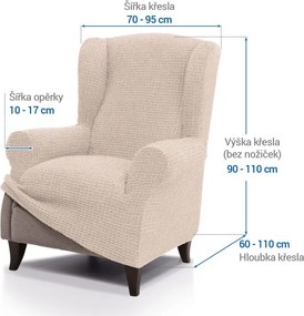 Super strečové potahy RUBINIA smetanová křeslo ušák (š. 70 - 95 cm)