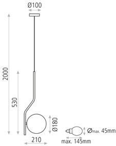 ACB Iluminacion Závěsné svítidlo MAUI 1 ø 21 cm Barva: Černá
