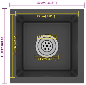 vidaXL Marketos Ručně vyrobený kuchyňský dřez černý nerezová ocel