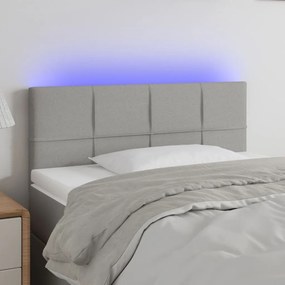 Čelo postele s LED světle šedé 90x5x78/88 cm textil 3121594