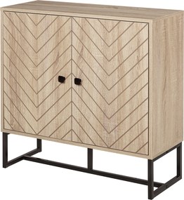 HOMCOM Kuchyňský Kredenc s 2 Dveřmi a Policemi - Úložný Kabinet pro Jídelnu, Obývací Pokoj a Ložnici, Moderní Styl 80x29,5x80 cm Přírodní Dřevo a Čer…