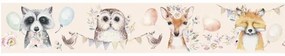 Marburg Nástěnná bordura pastelová ZVÍŘATKA do dětského pokoje Zvolte variantu: Růžová zvířata
