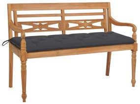 vidaXL Lavice Batavia s antracitovou poduškou 150 cm masivní teak