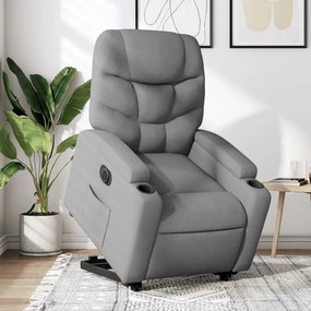Elektrické zvedací polohovací křeslo světle šedé textil 3204620