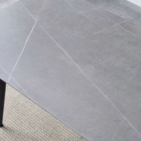 AUTRONIC Stůl jídelní 130x70x76 cm, deska slinutý kámen v imitaci matného mramoru, černé kovové nohy HT-403M GREY