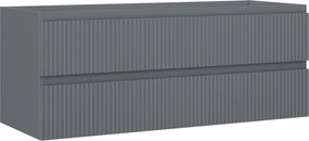 Mexen Rivel, koupelnová skříňka 120 cm, 2 zásuvky, drážkovaná, grafitová matná, 91A20-12047-2-BFF66