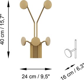 Nástěnný kovový háček Giraffe 24 cm zlatý