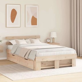 Rám postele s čelo Hnědá 140 x 190 cm Masivní borové dřevo 3382280