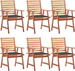 vidaXL Zahradní jídelní židle 6 ks s poduškami masivní akáciové dřevo [3078350] Barva: taupe
