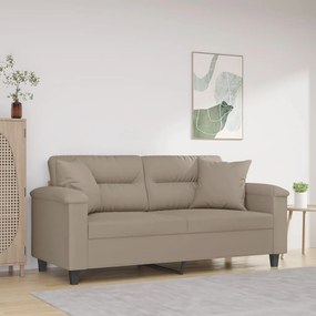 2místná pohovka s polštáři taupe 140 cm tkanina z mikrovlákna 3200971