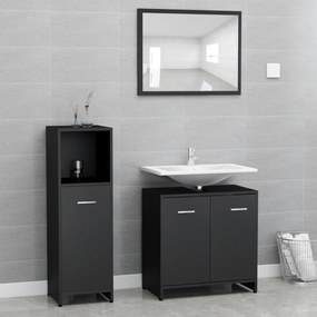 3dílný set koupelnového nábytku - dřevotříska | černý