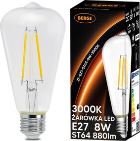 SADA 6x LED žárovka E27 ST64 6W 660lm Filament 3000K - teplá bílá