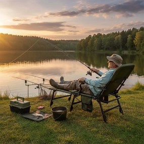 Velká rybářská židle s opěrkou nohou