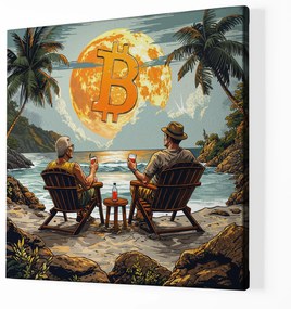 Obraz na plátně - Bitcoin Týpci na dovolené FeelHappy.cz Velikost obrazu: 80 x 80 cm
