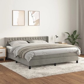 Box spring postel s matrací světle šedá 160x200 cm samet 3131147