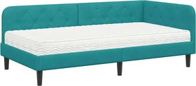 Rohový rám postele Tyrkysová 100 x 200 cm samet 3394172