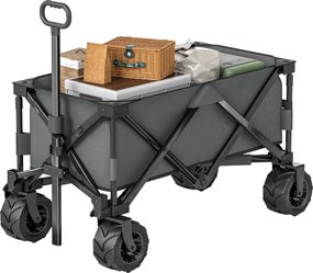 Outsunny Skládací Ruční Vozík 360° Zahradní Vozík Transportní Vozík s Telescopickou Rukojetí Nastavitelná Výška Rukojeti Plážový Vozík s Nosností až …
