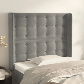 Čelo postele typu ušák světle šedé 83x16x118/128 cm samet 3120044