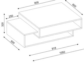 Konferenční stolek TAB 32x105 cm béžová/bílá