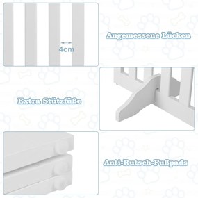 Costway Zábrana pro psy 89 cm vysoká 4 Ochranné dřevěné panely skládací bílá (6