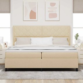 Postel s boxspringem s polštářem Krémová 200 x 200 cm textil 3341733