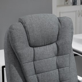 Ergonomická kancelářská židle Vinsetto s opěrkou nohou, s polohovací opěrkou zad, polstrovanými područkami a šedým látkovým potahem