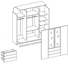 Casarredo Šatní skříň MILO 4-dvéřová