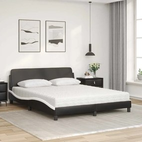 Postel s matrací Dover černá a bílá 160 x 200 cm umělá kůže 3208442