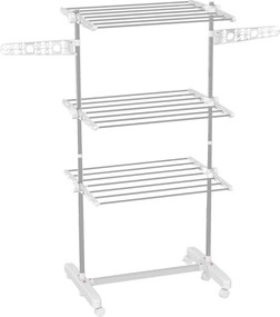 HOMCOM Mobilní sušák na prádlo na koně skládací 3 úrovně s kolečky 80-142 x 55 x 152 cm, ideální pro sušení s úsporou místa | Aosom.de