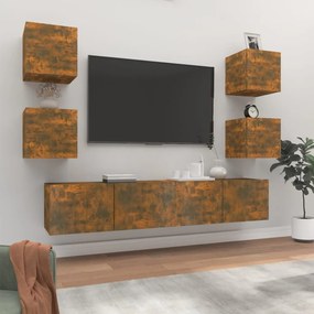 6Dílný Set Tv Skříněk Kompozitní Dřevo - Hnědý dub / 80 cm