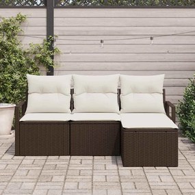 Set pohovek 4 ks Hnědá a krémová polyratan 3354997
