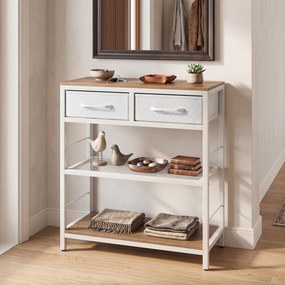 Costway Úzký konzolový vstupní stolek s 2 látkovými zásuvkami – 60 × 30 × 81 cm