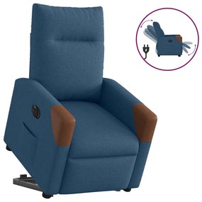 Elektrické zvedací polohovací křeslo modré textil 3324028