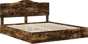 Postel s úložným prostorem se zásuvkou Kouřový dub 180 x 200 cm 3413482