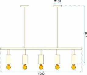 Toolight - Stropní lampa 5xGU10, APP210-3CPR, černá, OSW-03400