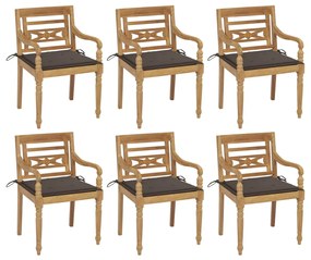 Židle Batavia s poduškami 6 ks masivní teakové dřevo,  3073330