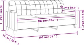 vidaXL 3místná pohovka 180 cm umělá kůže [359122] Barva: Černá