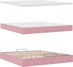 Osmanský rám postele s matrací růžová 200x200 cm samet 3311800