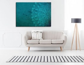 Obraz tyrkysová mandala na zdi Velikost (šířka x výška): 120x80 cm