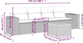5dílná zahradní sedací souprava s poduškami béžová polyratan 3225324