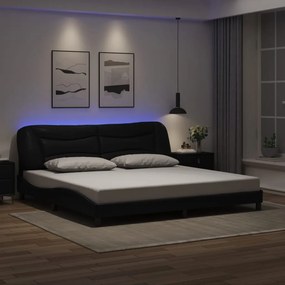 Rám postele s LED bez matrace Hvar černý 200 x 200 cm 3213955