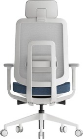 Kancelářská ergonomická židle K42 WHITE SP – síť/ čalouněná, modrá